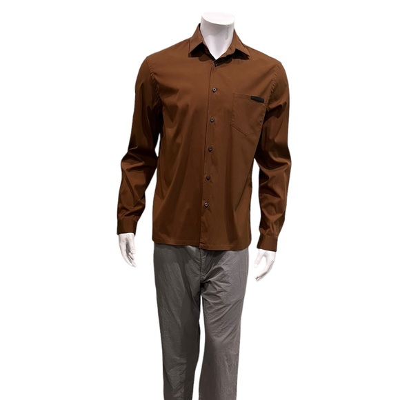 Prada | Shirts | Prada Mens Bronze Brown Dress Shirt | Poshmark